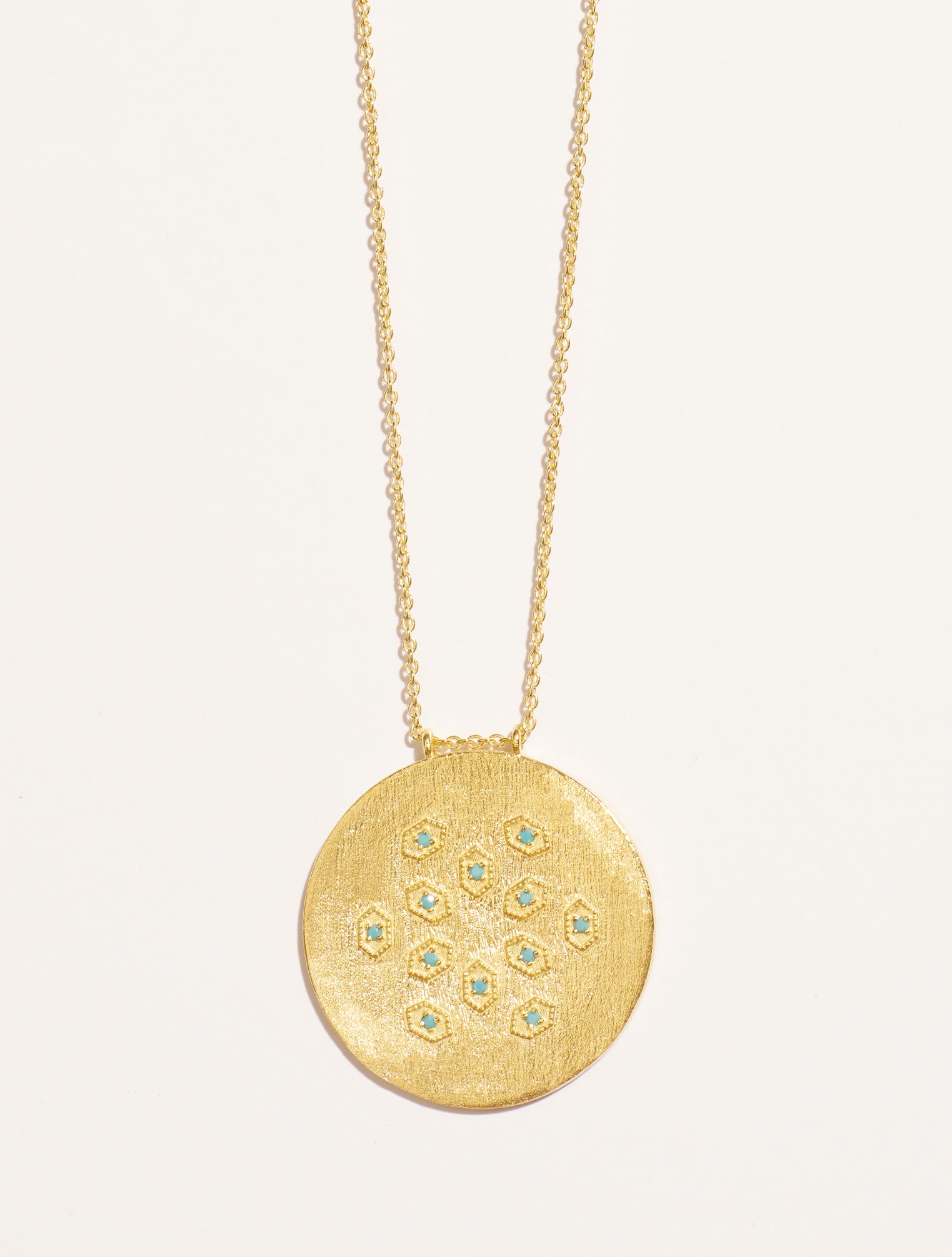 Tara Zircons Turquoise Necklace Be Maad 18k Fine Gold Plated Brass
