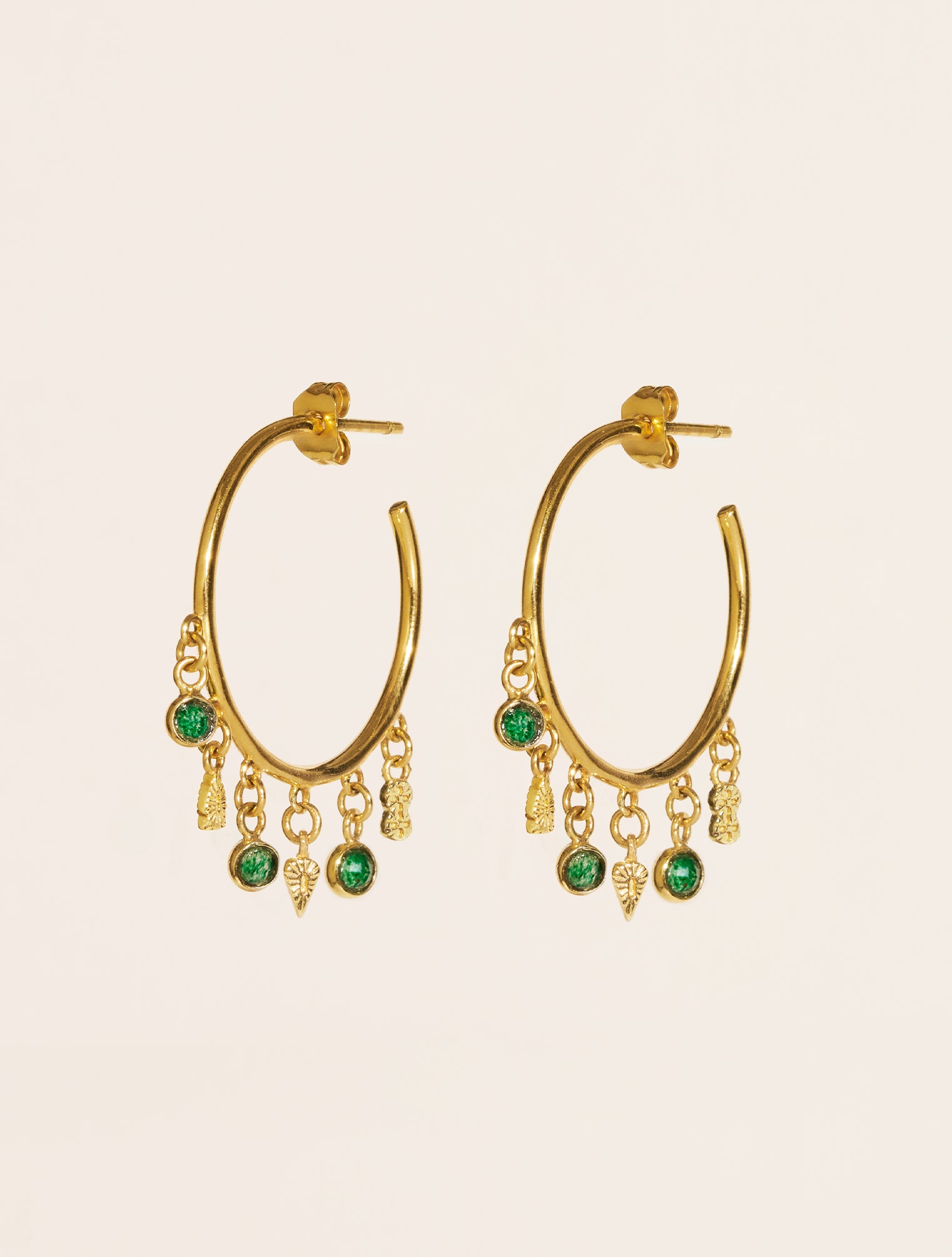 Nati Aventurine Earrings | Be Maad - 18K Gold Plated Brass