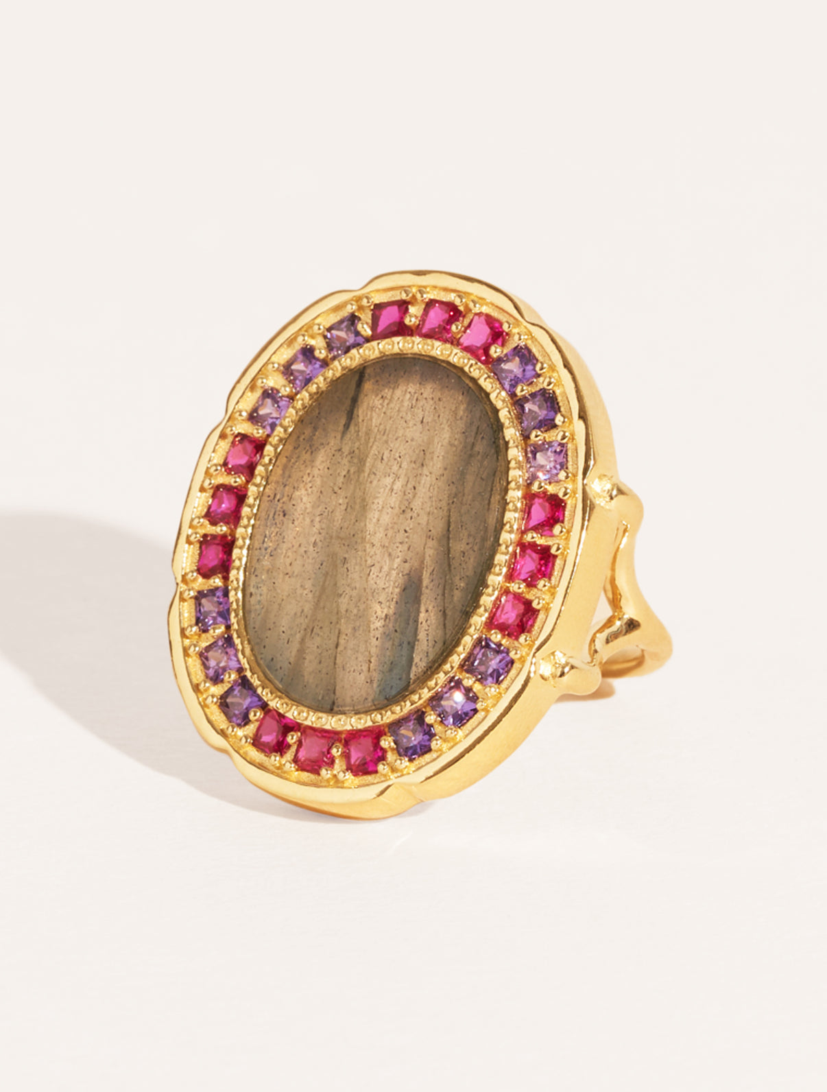 Bague Héra Labradorite | Be Maad - Bague fine & délicate laiton doré à ...