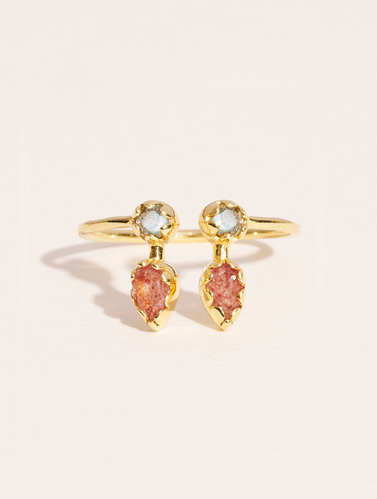 Safra Strawberry Quartz and Labradorite Ring | Be Maad - Thin ...