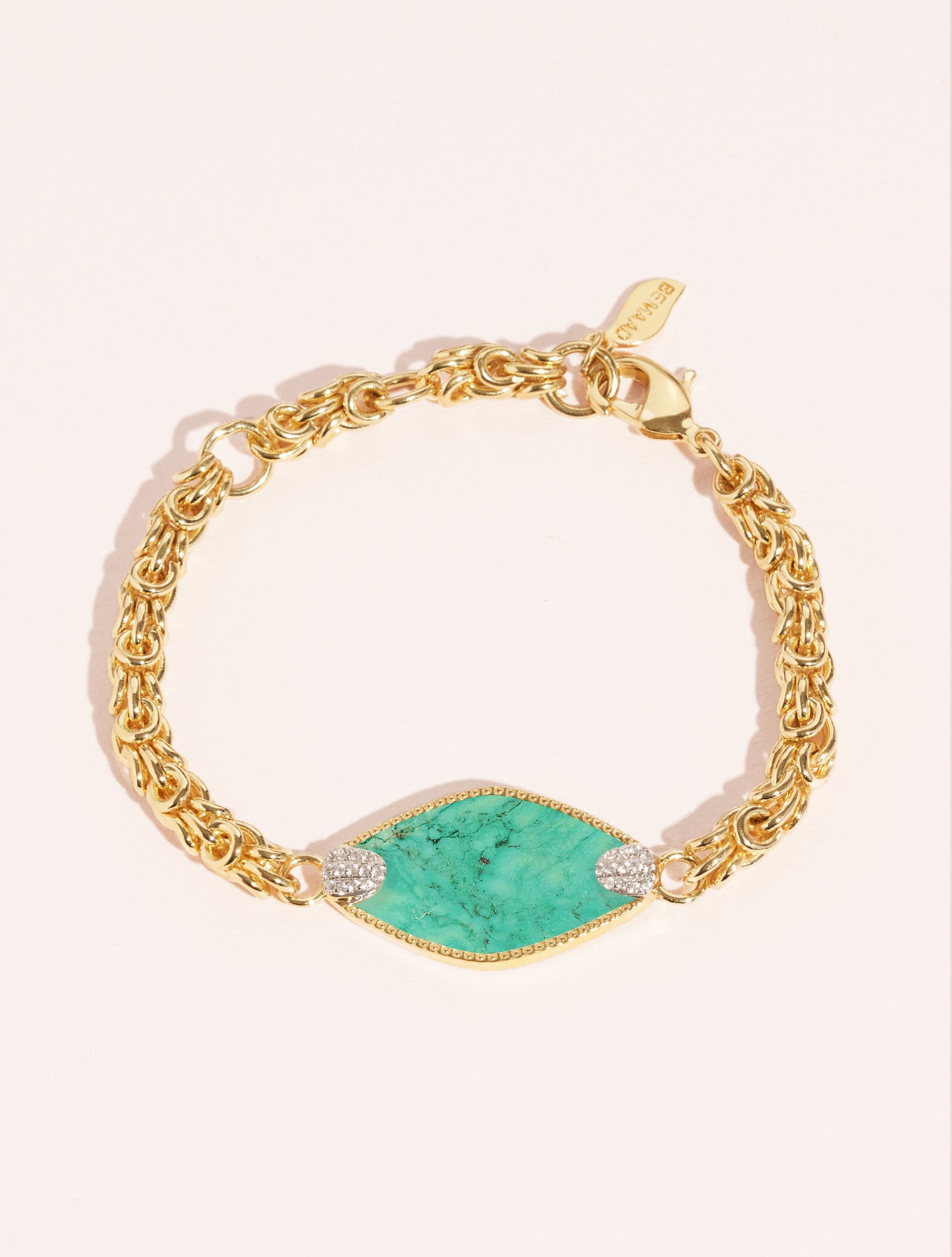 Mayan Turquoise Bracelet | Be Maad - Delicate 18K Gold Plated Brass ...