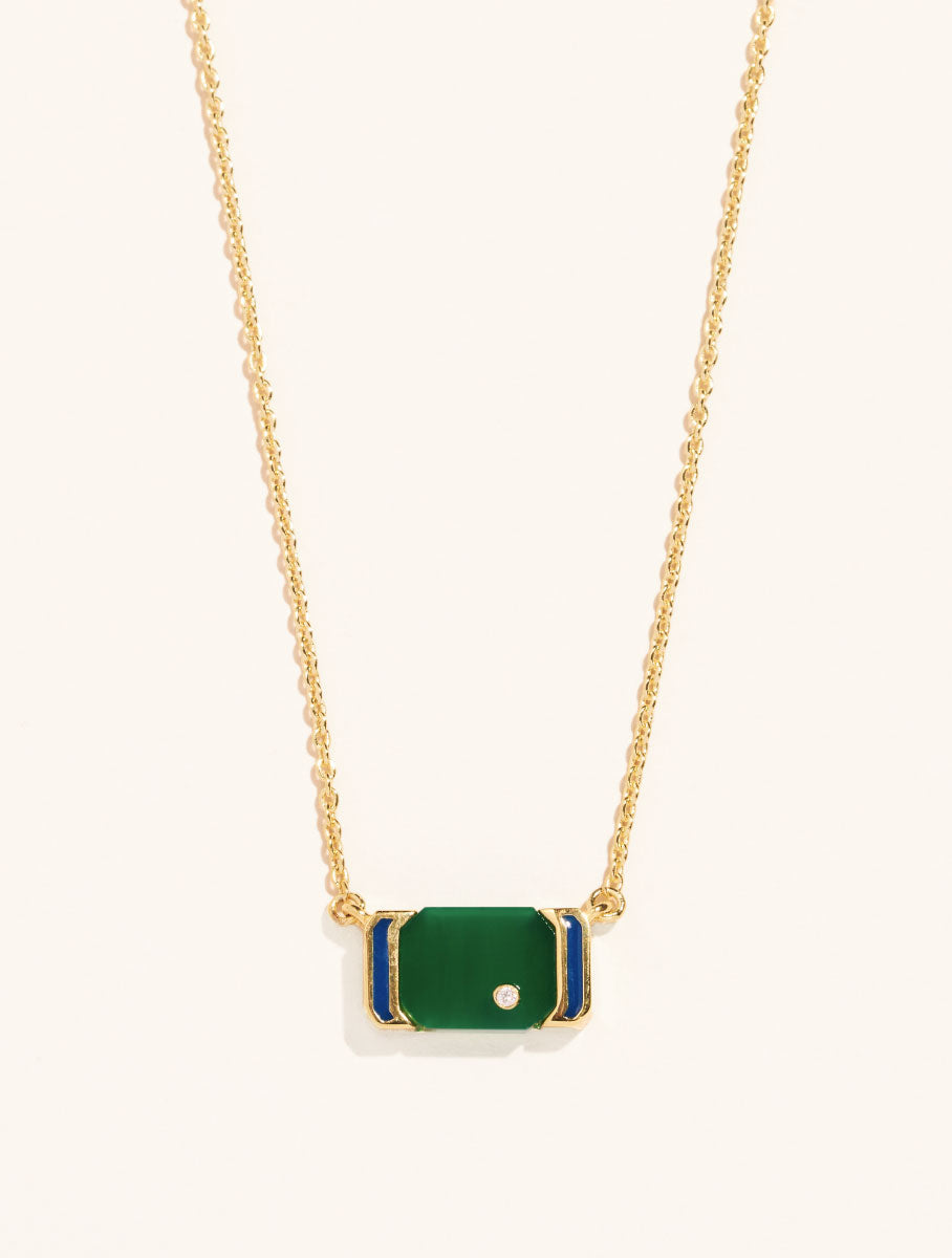 Collier Berry Onyx Vert | Be Maad - Collier en laiton doré à l'or fin 18K