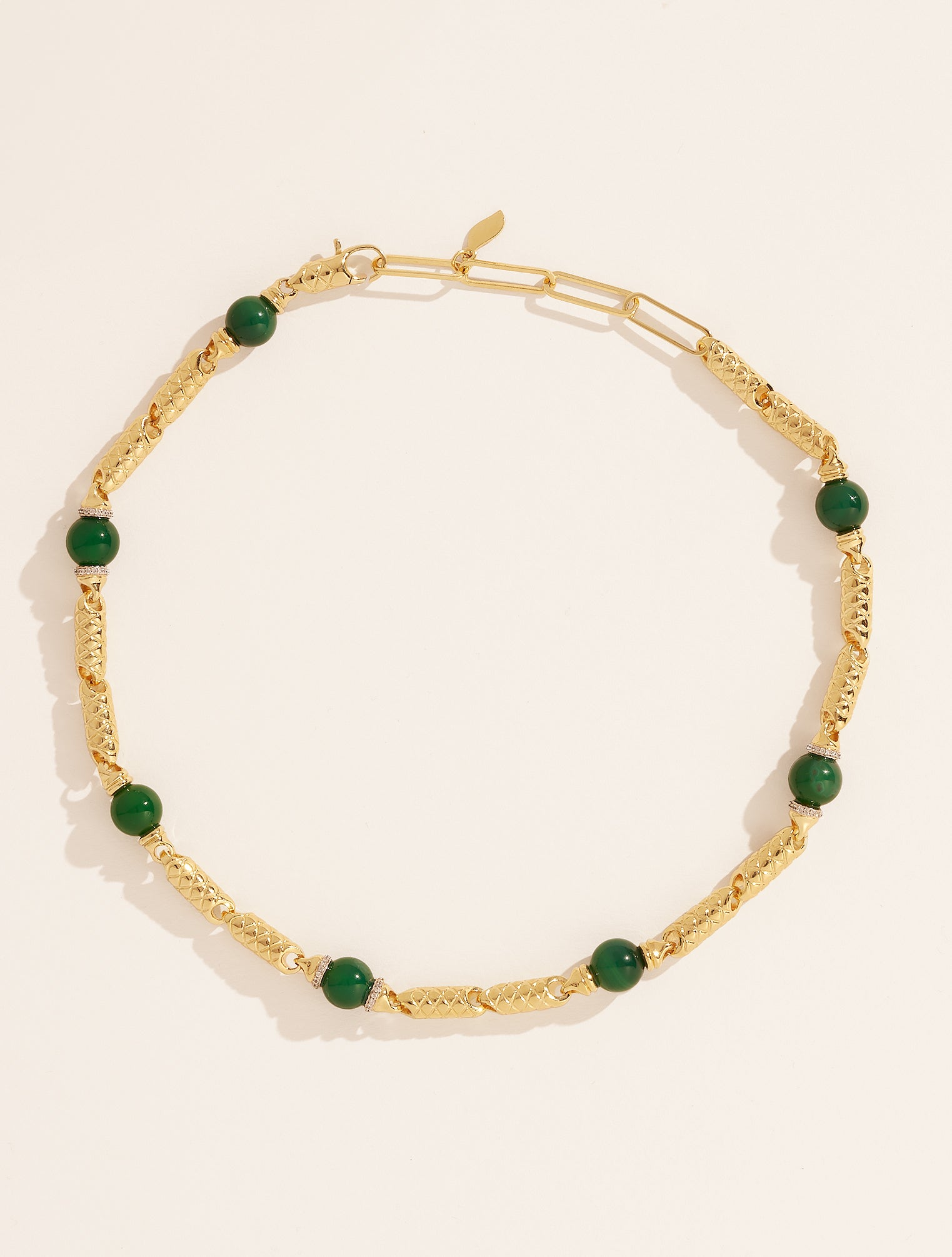 Collier Oro Onyx Vert | Be Maad - Collier en laiton doré à l'or fin 18K