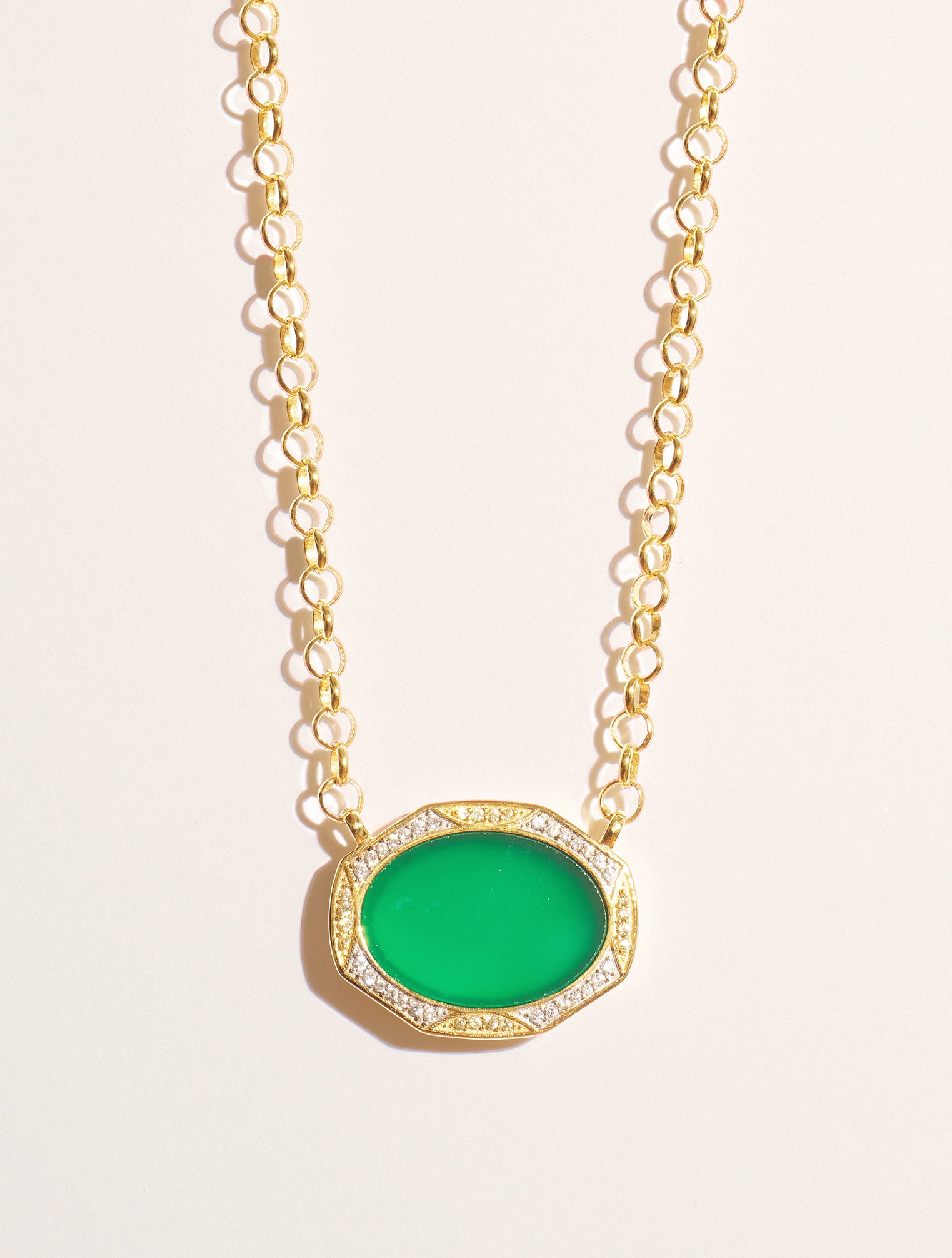 Collier Sinaï Onyx Vert | Be Maad - Collier délicat en laiton doré à l ...