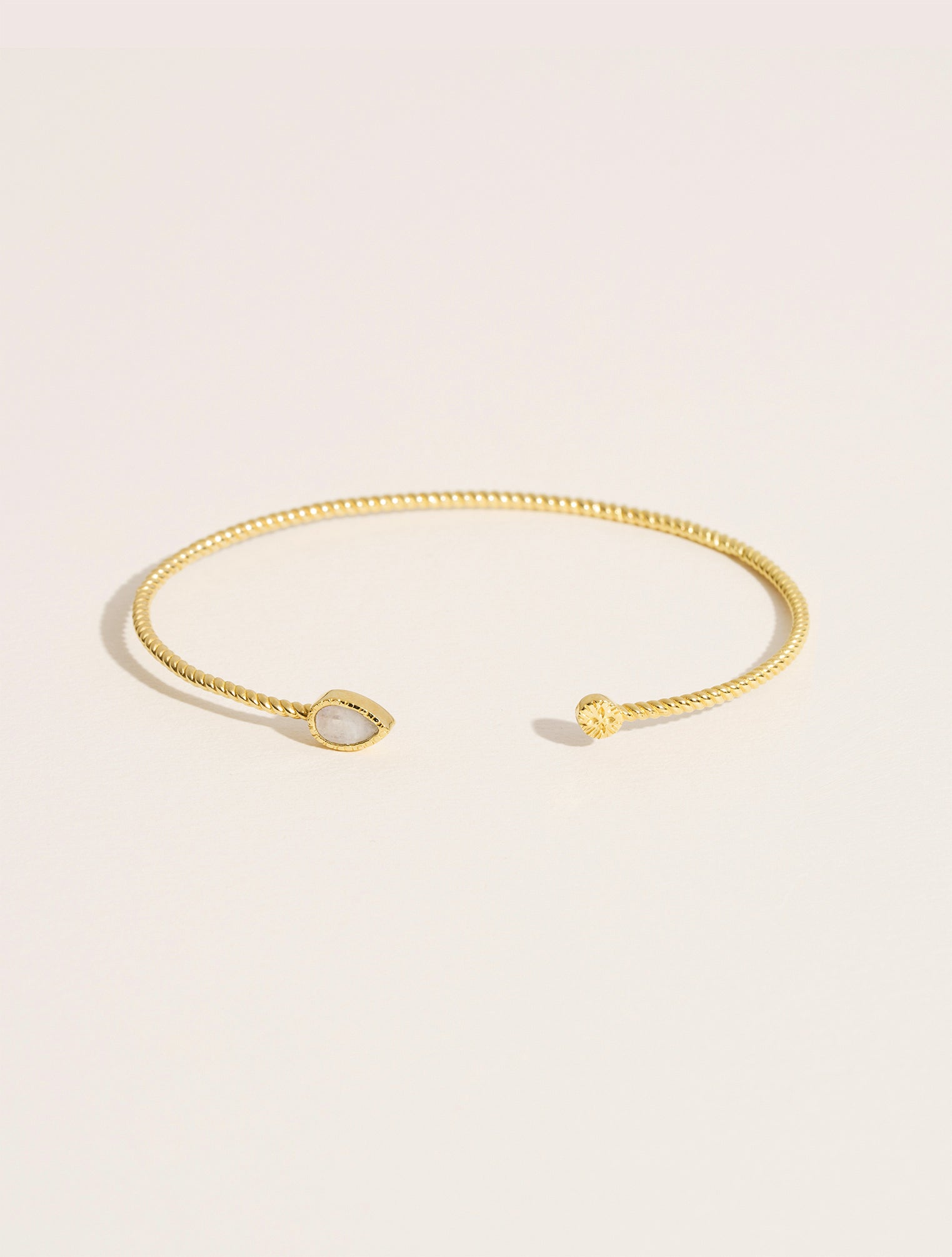 Bali Moonstone Bangle | Be Maad - Thin bangle in 18K gold-plated brass