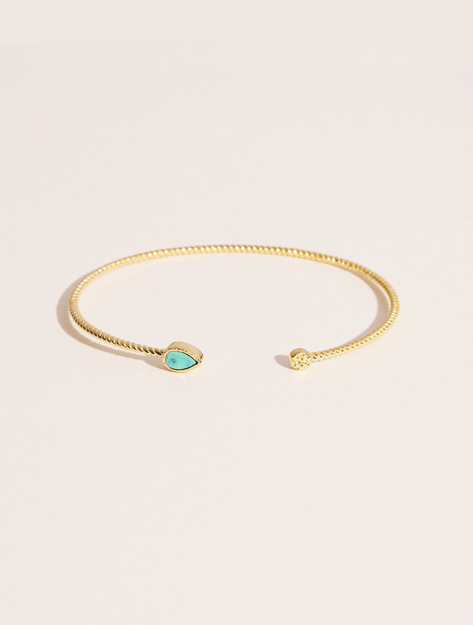 Jonc Bali Turquoise | Be Maad - Jonc fin en laiton doré à l'or fin 18K
