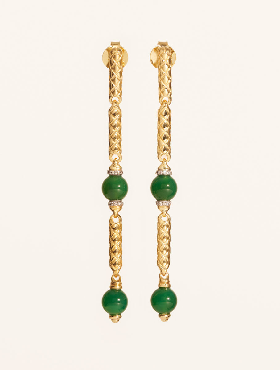 Oro Green Onyx Earrings | Be Maad - 18K Gold Plated Brass
