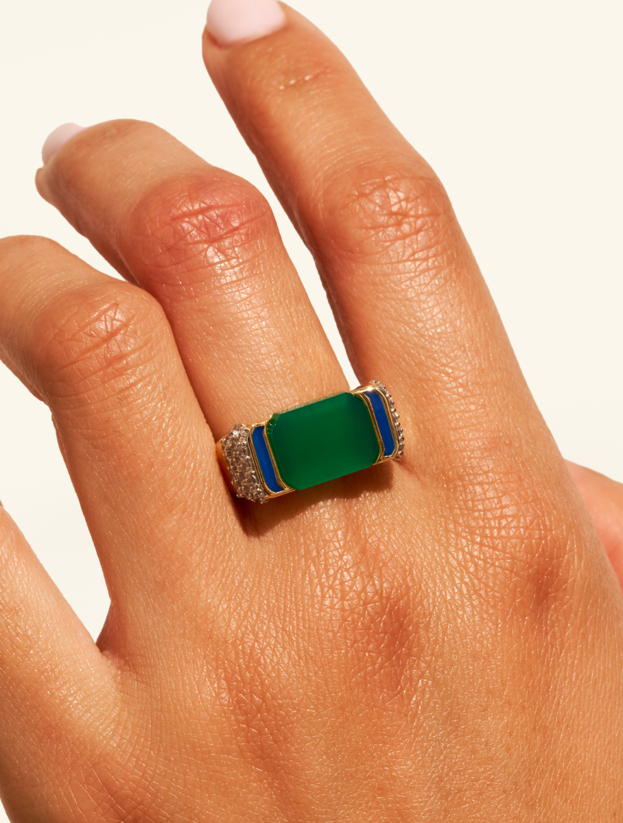 Bague Berry Onyx Vert | Be Maad - Laiton doré à l'or fin 18K