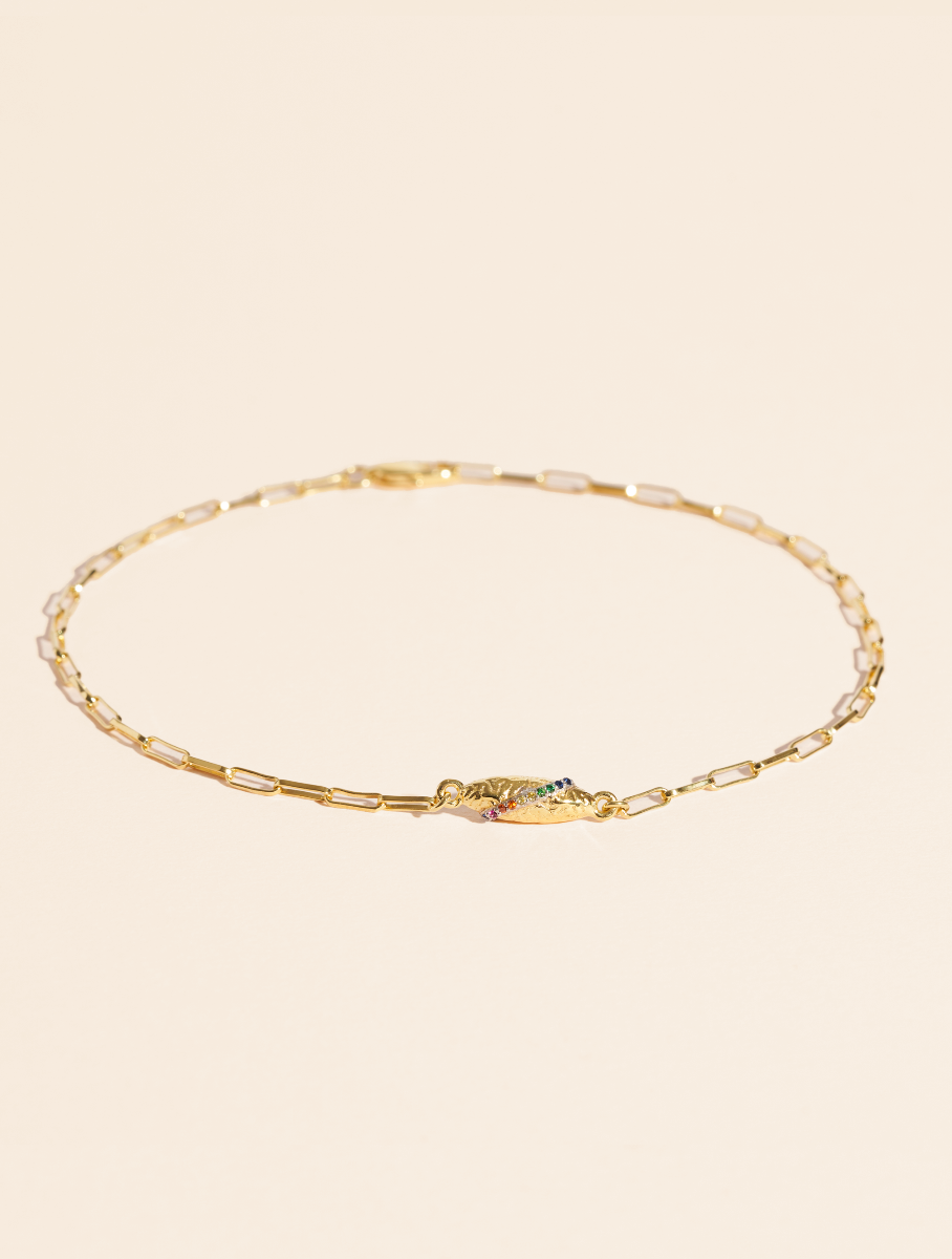 Rheya Multicolor Anklet | Be Maad - 18K Gold Plated Brass